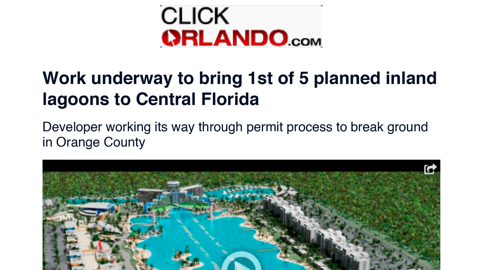 Work underway to bring 1st of 5 planned inland lagoons to Center ...